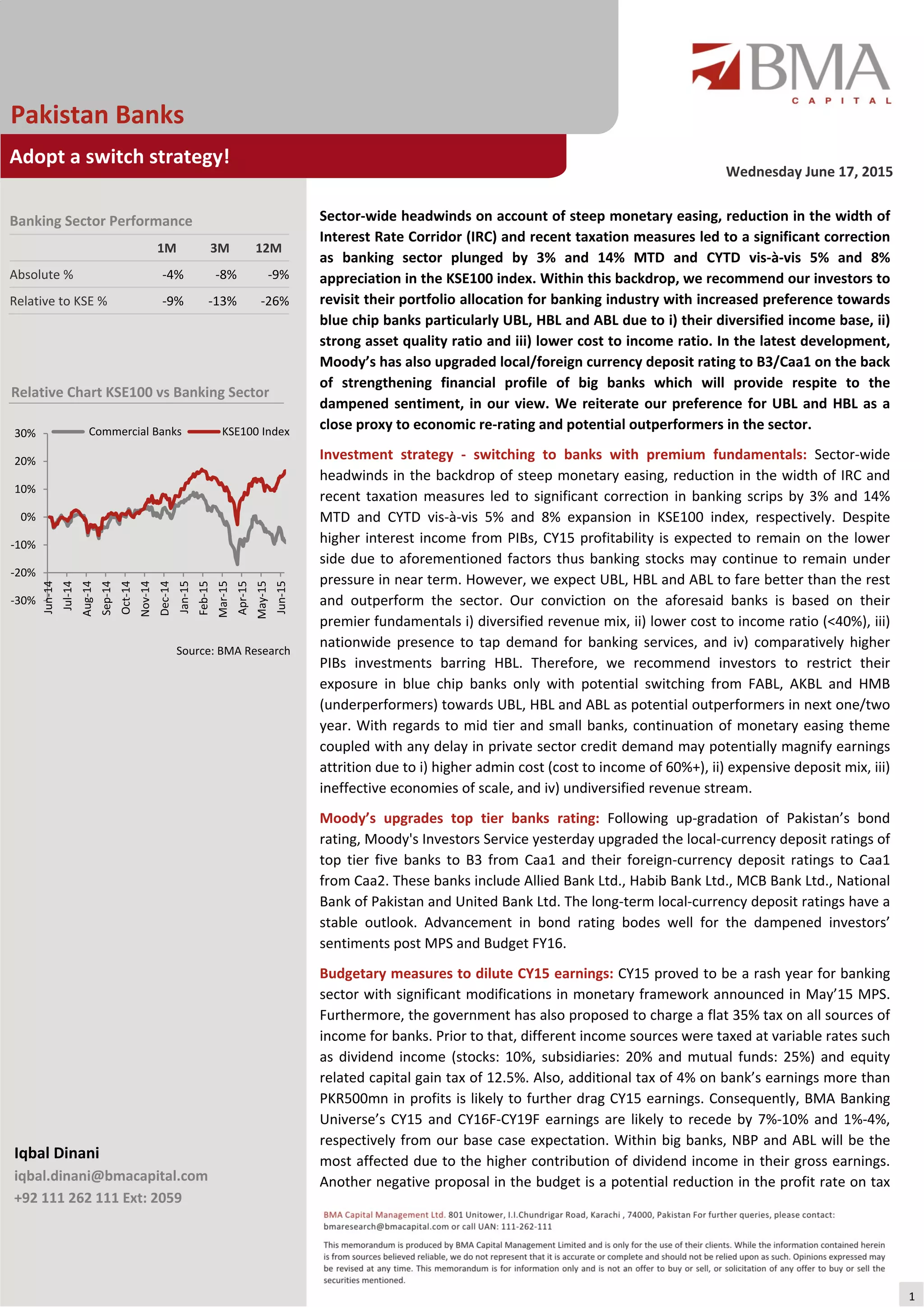 BMA Capital - Pakistan banks adopt a switch strategy! | PDF