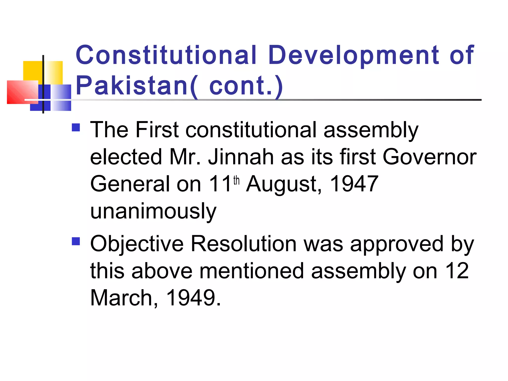 Pakistan Constitutional History from 1947 to 1956 | PPT