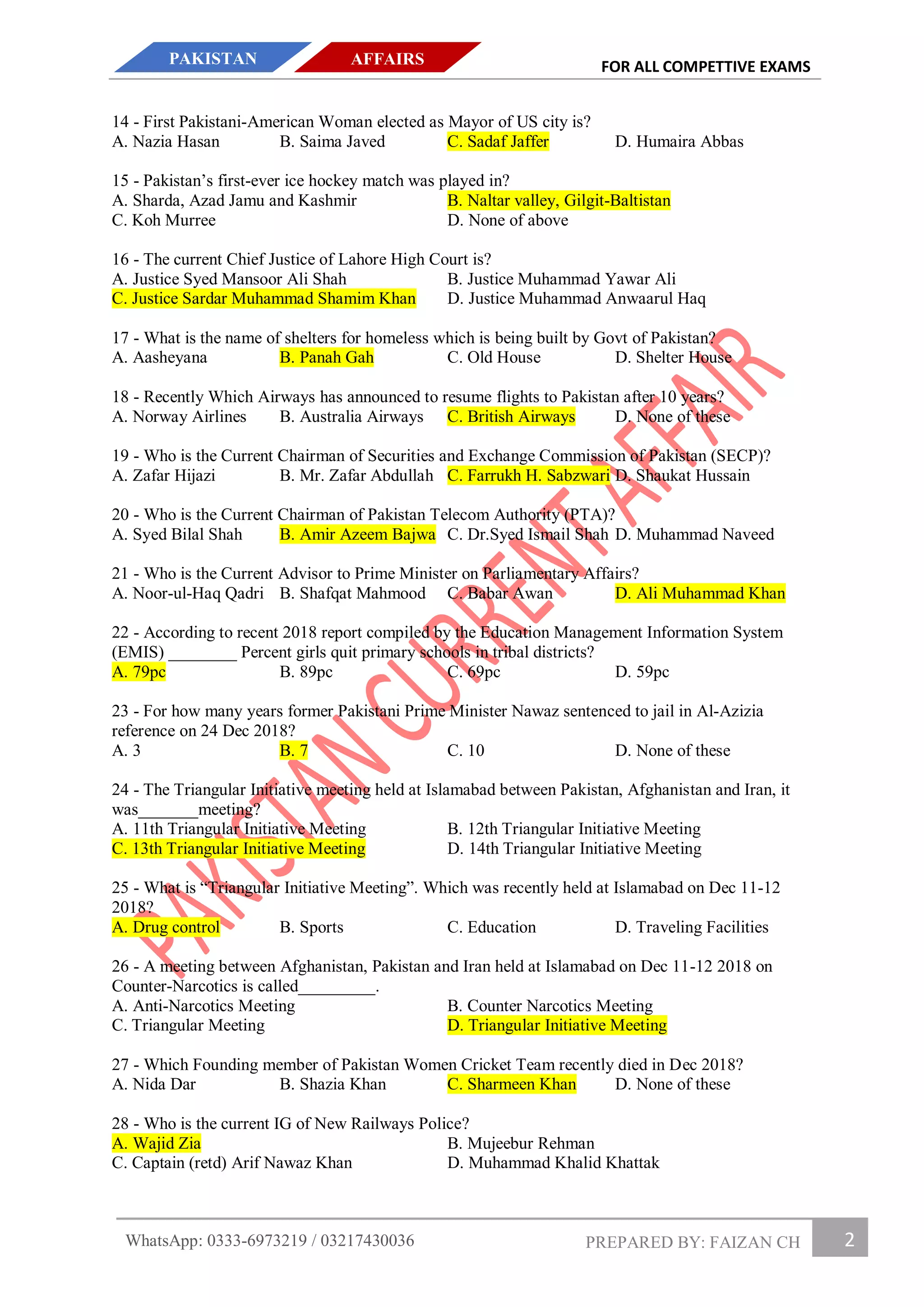 Current Affair 2020 Pakistan | PDF