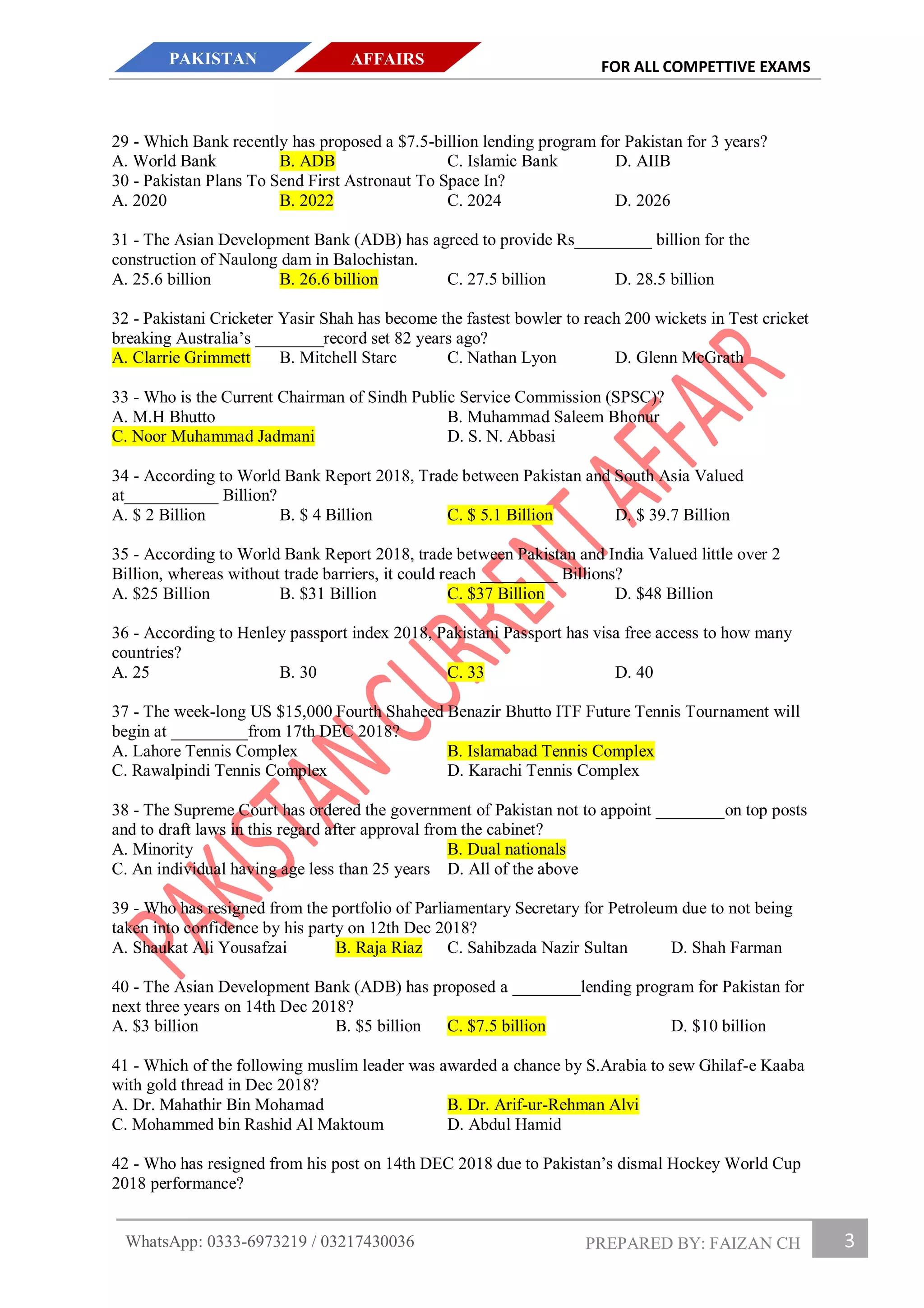 Current Affair 2020 Pakistan | PDF