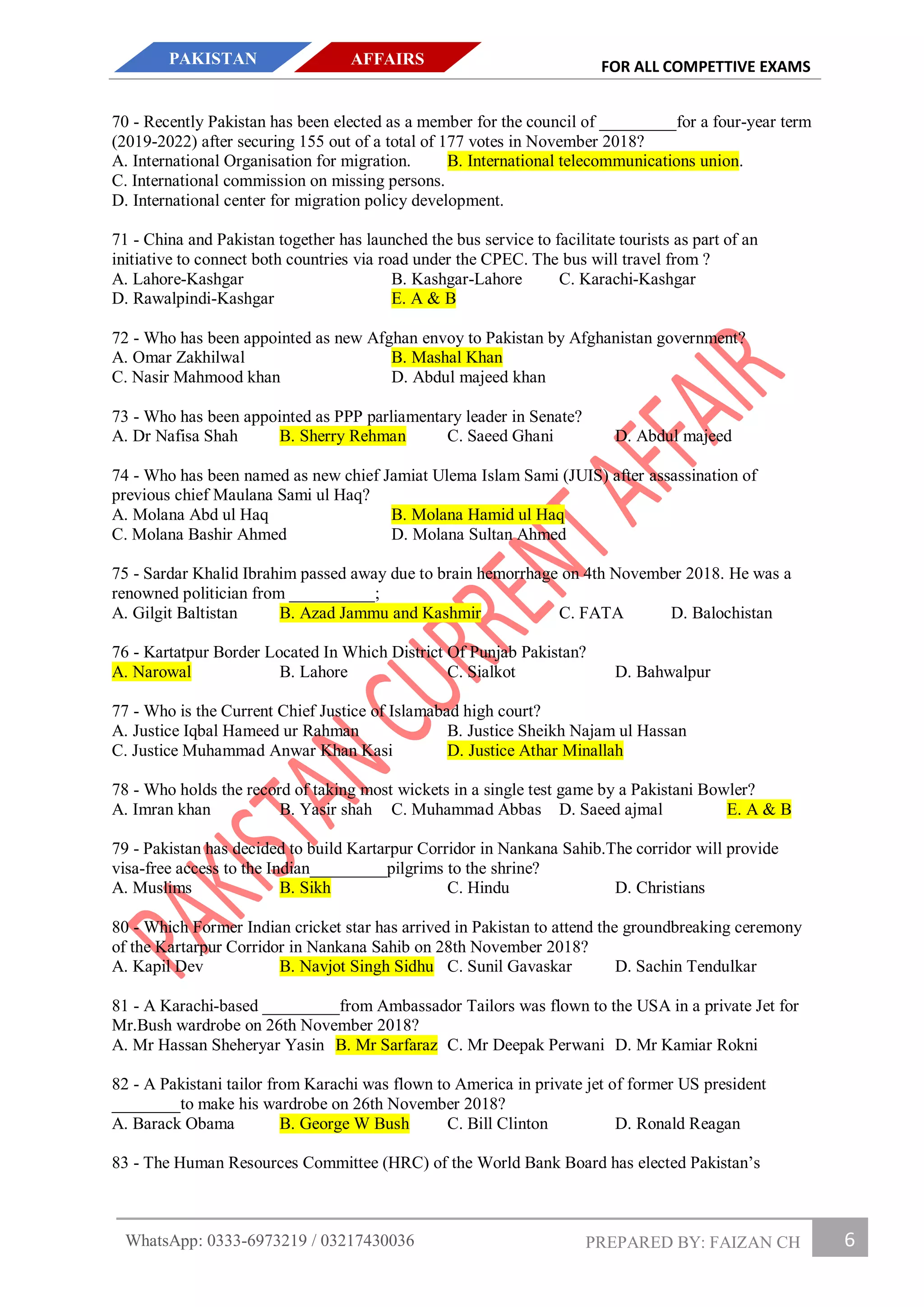 Current Affair 2020 Pakistan | PDF