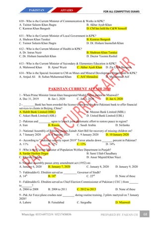 Current Affair 2020 Pakistan | PDF