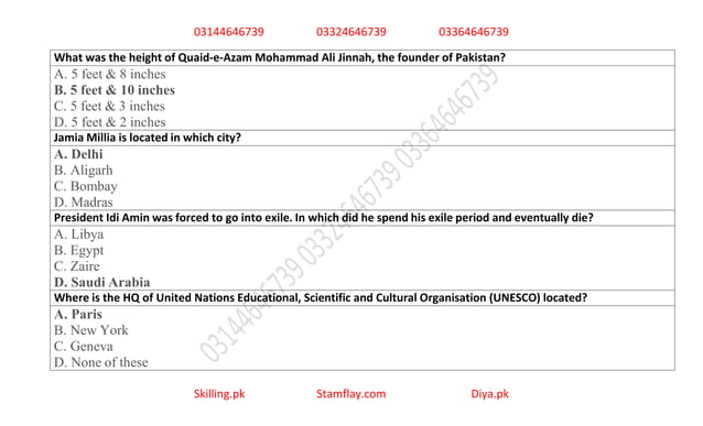 Pakistan General Knowledge MCQS With Answers PDF Download.pptx | Africa ...