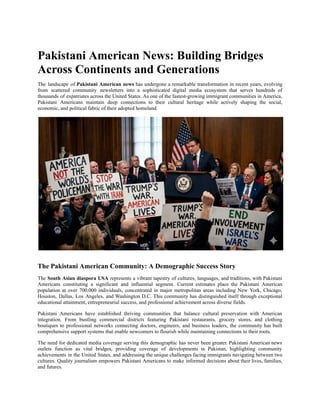 Pakistani American News: Building Bridges Across Continents and ...