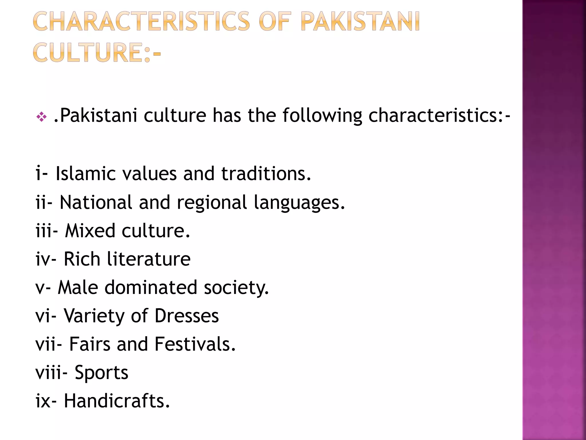 Pakistani culture core values | PPTX