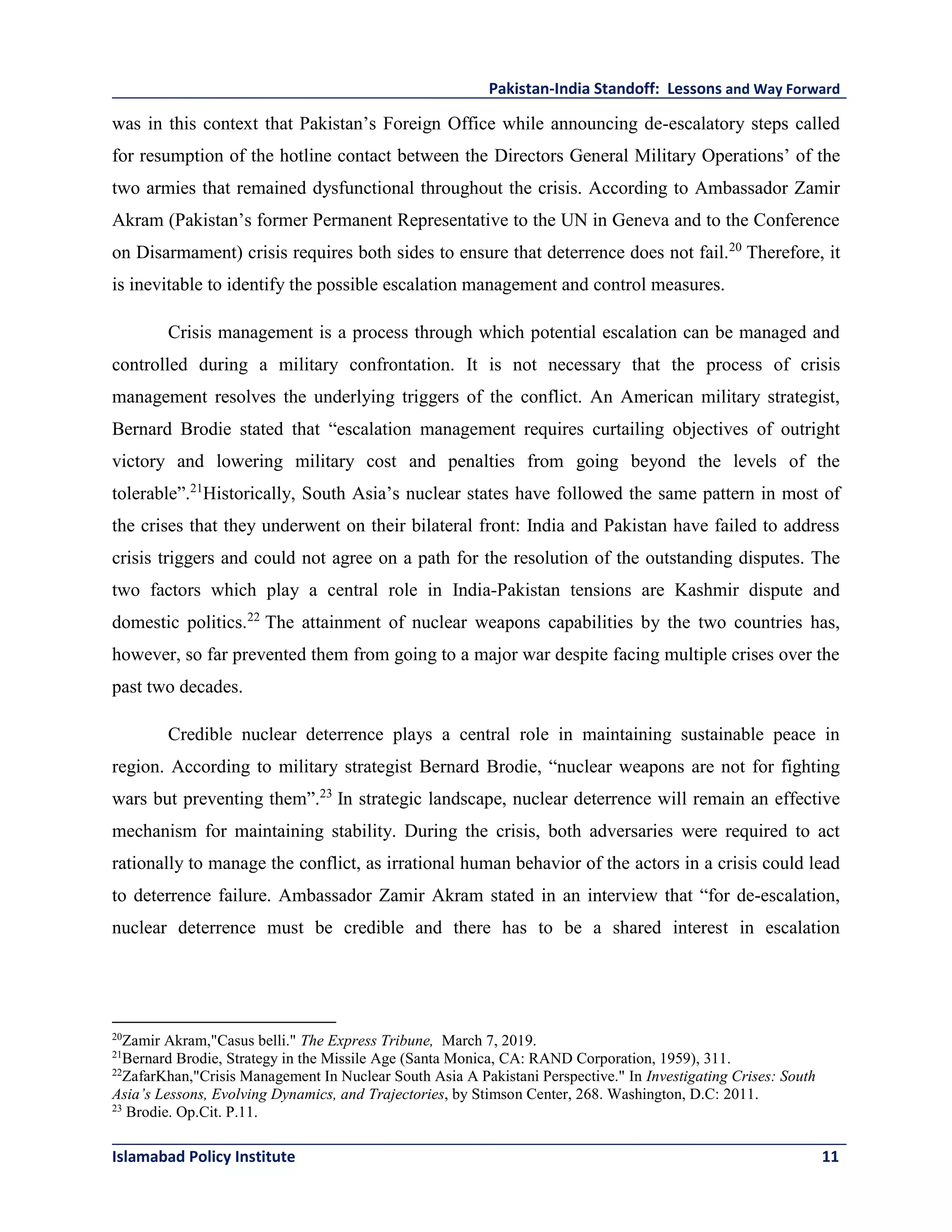 Pakistan India Standoff: Lessons and Way Forward | PDF