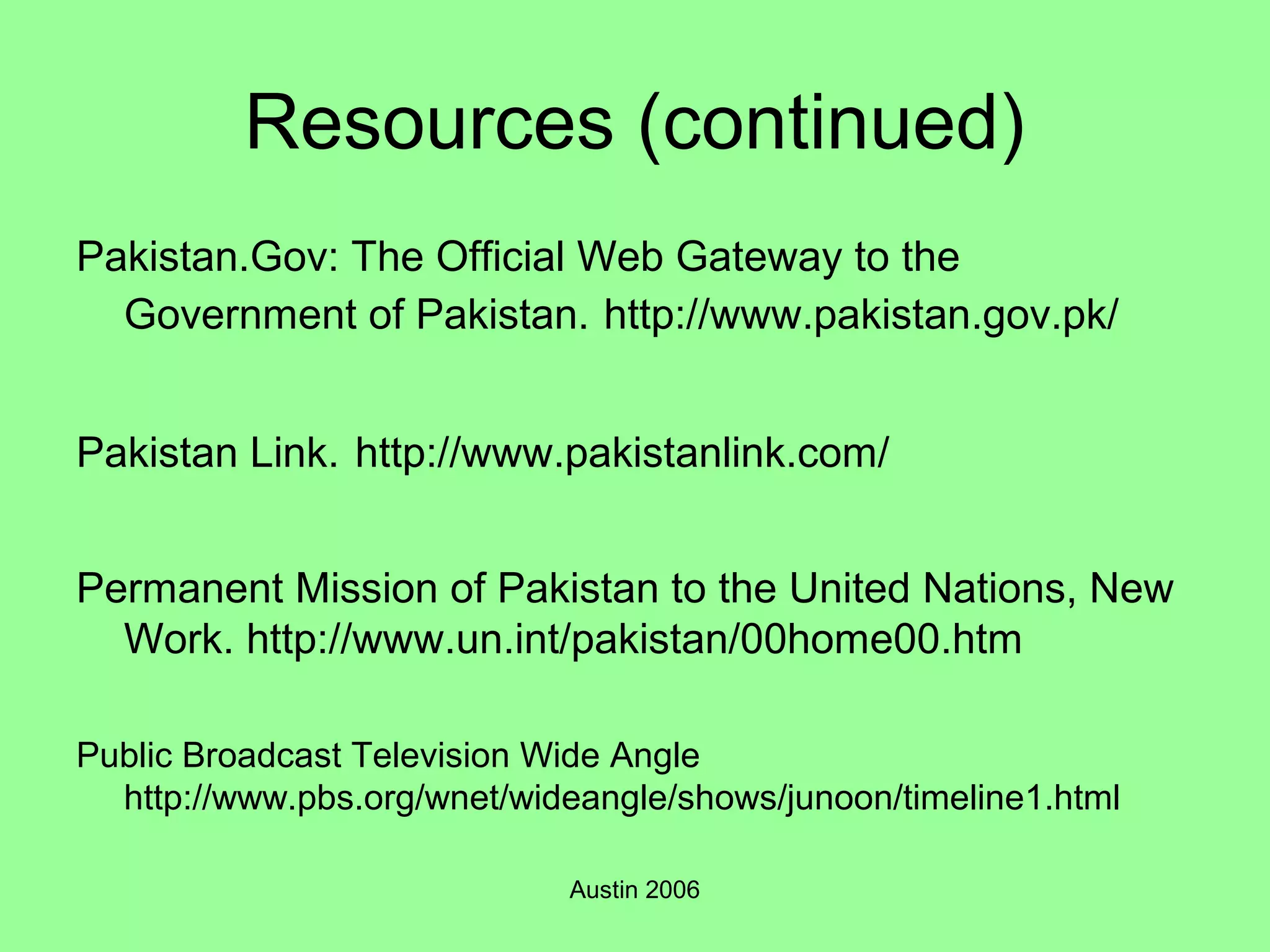 Overview of Political Development in Pakistan | PPT