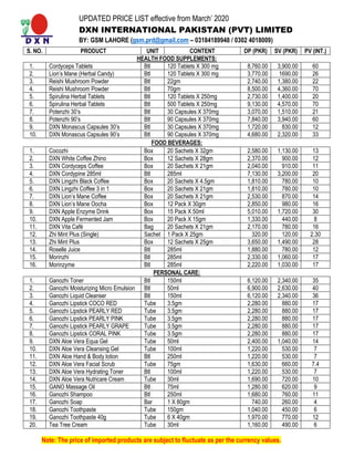 Pakistan price list | PDF