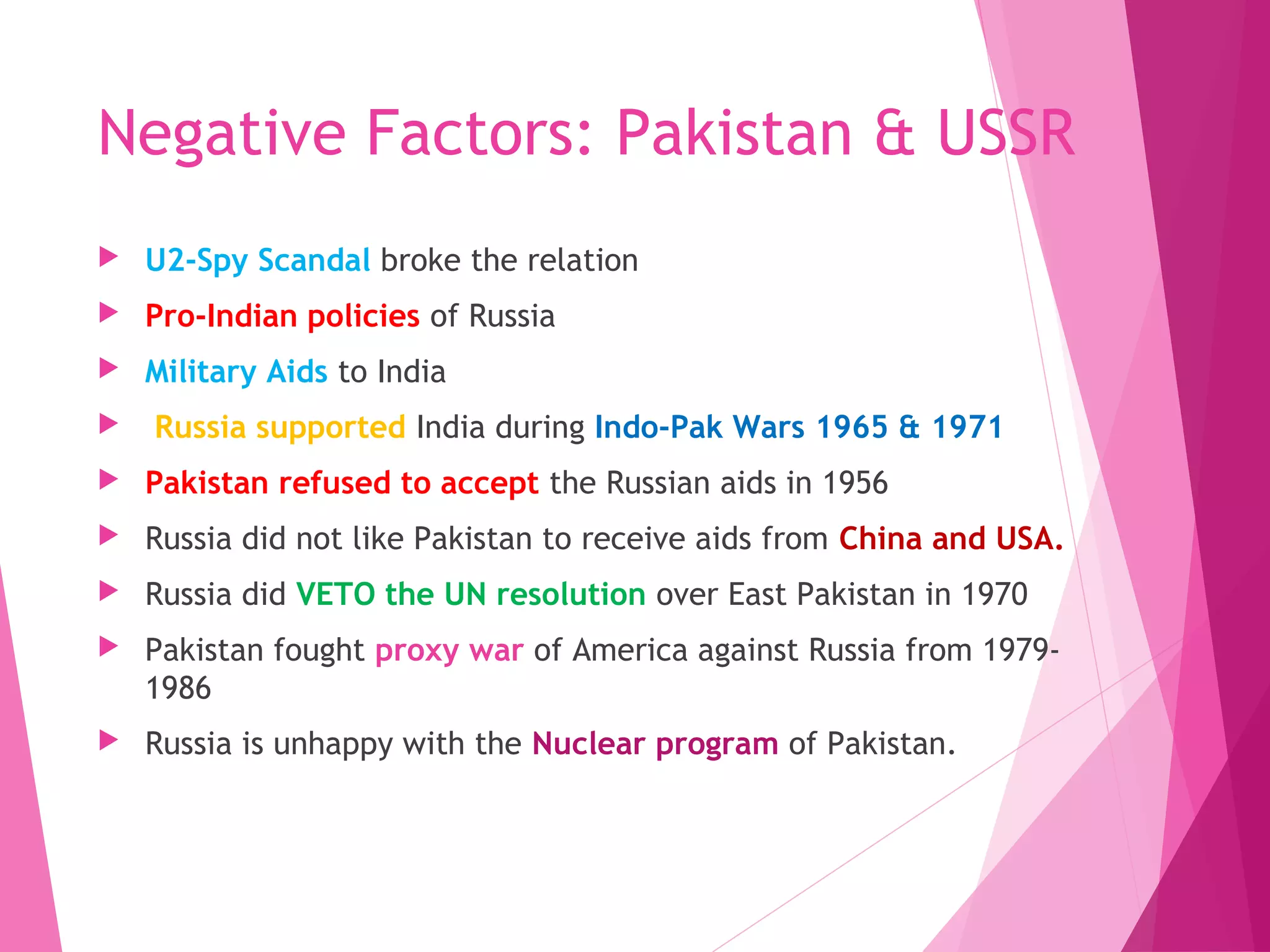 Pakistan realation with USSR by Dr. Zafar Iqbal | PPT