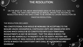 Pakistan Resolution 1940 -History of Pakistan | PPTX