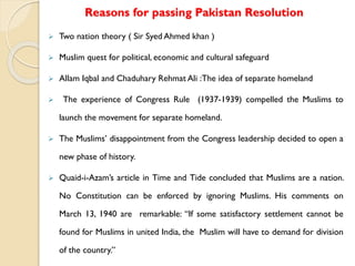 Pakistan resolution 1940 | PPTX