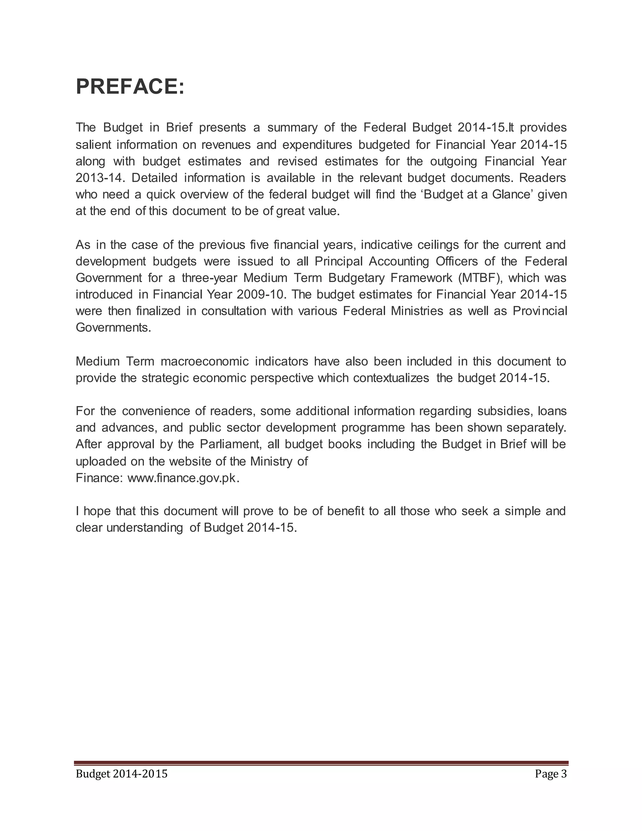 Pakistan’s federal budget summary 2014 15 (Macro-Economics,Iqra ...