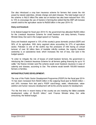 Pakistan’s federal budget summary 2014 15 (Macro-Economics,Iqra ...