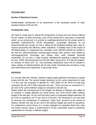 Pakistan’s federal budget summary 2014 15 (Macro-Economics,Iqra ...