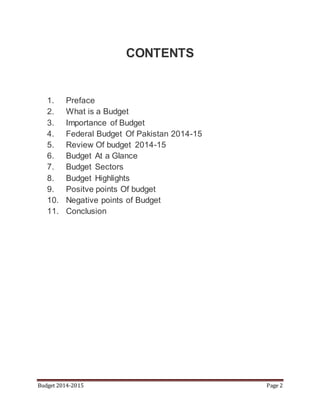 Pakistan’s federal budget summary 2014 15 (Macro-Economics,Iqra ...