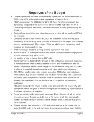 Pakistan’s federal budget summary 2014 15 (Macro-Economics,Iqra ...