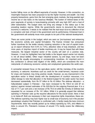 Pakistan’s federal budget summary 2014 15 (Macro-Economics,Iqra ...