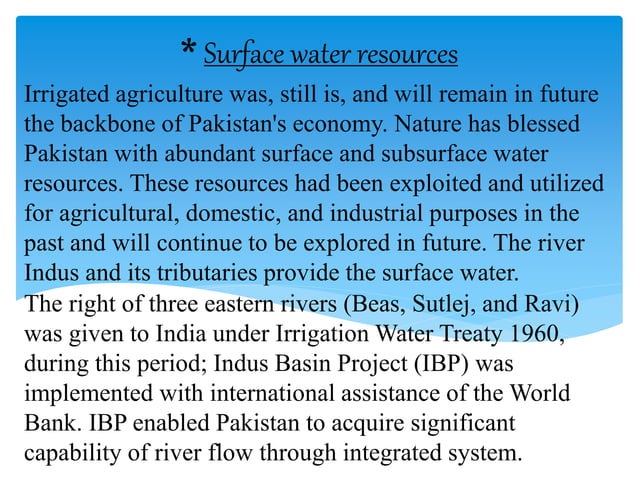 Water Resources of Pakistan | PPTX | Agriculture | Industries