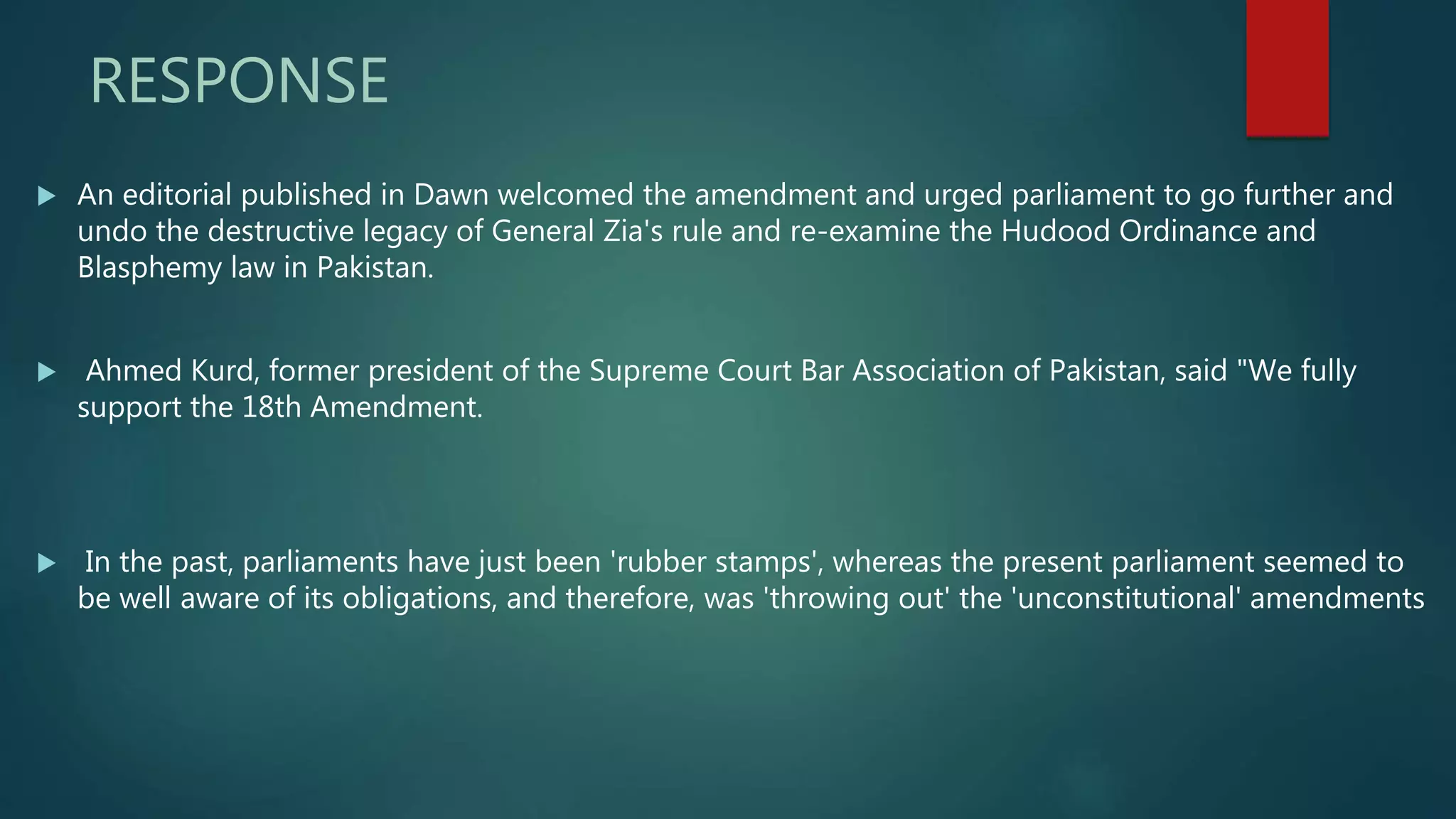 18th AMMENDMENT IN CONSTITUTIONAL HISTORY OF PAKISTAN | PPTX