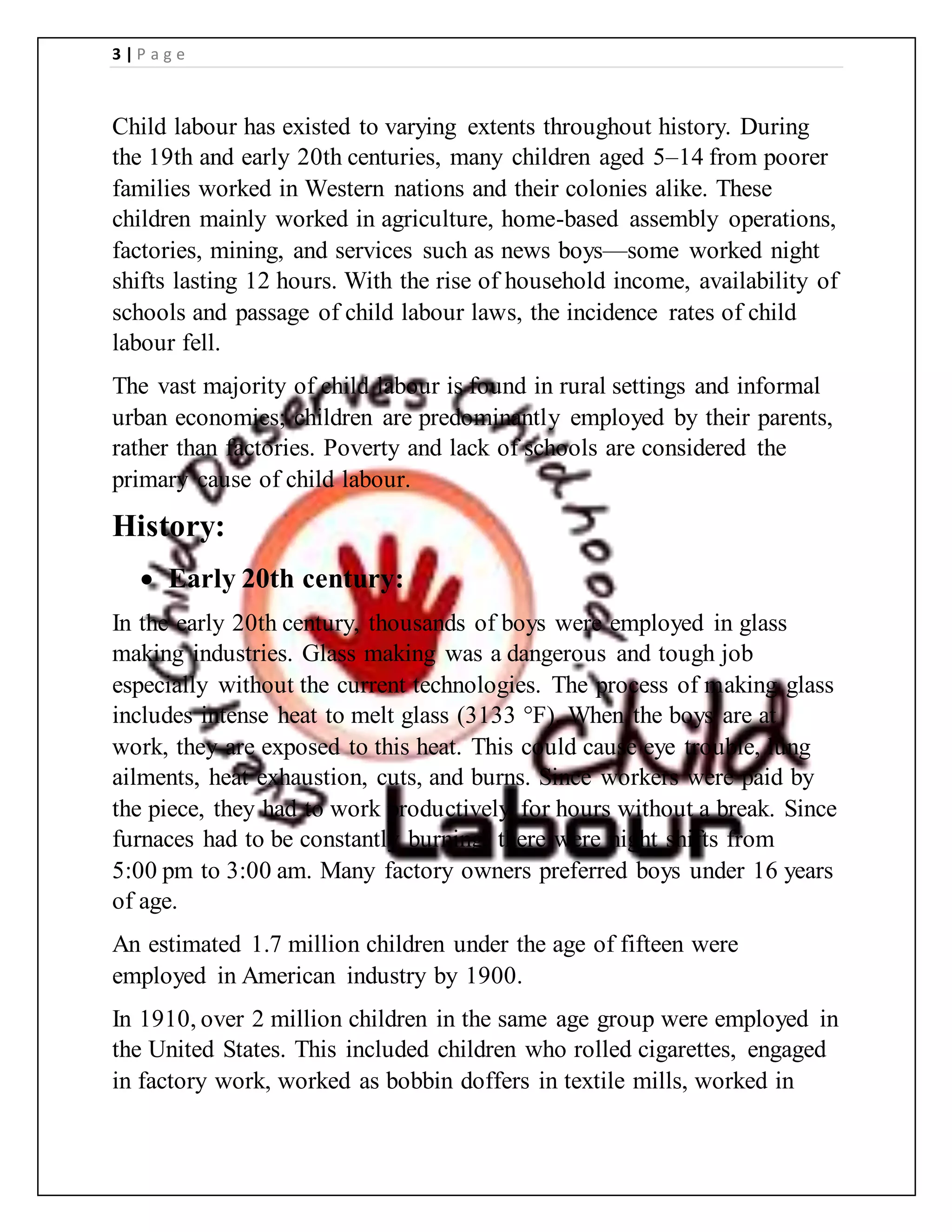 Pakistan studies child labour assignment | DOCX