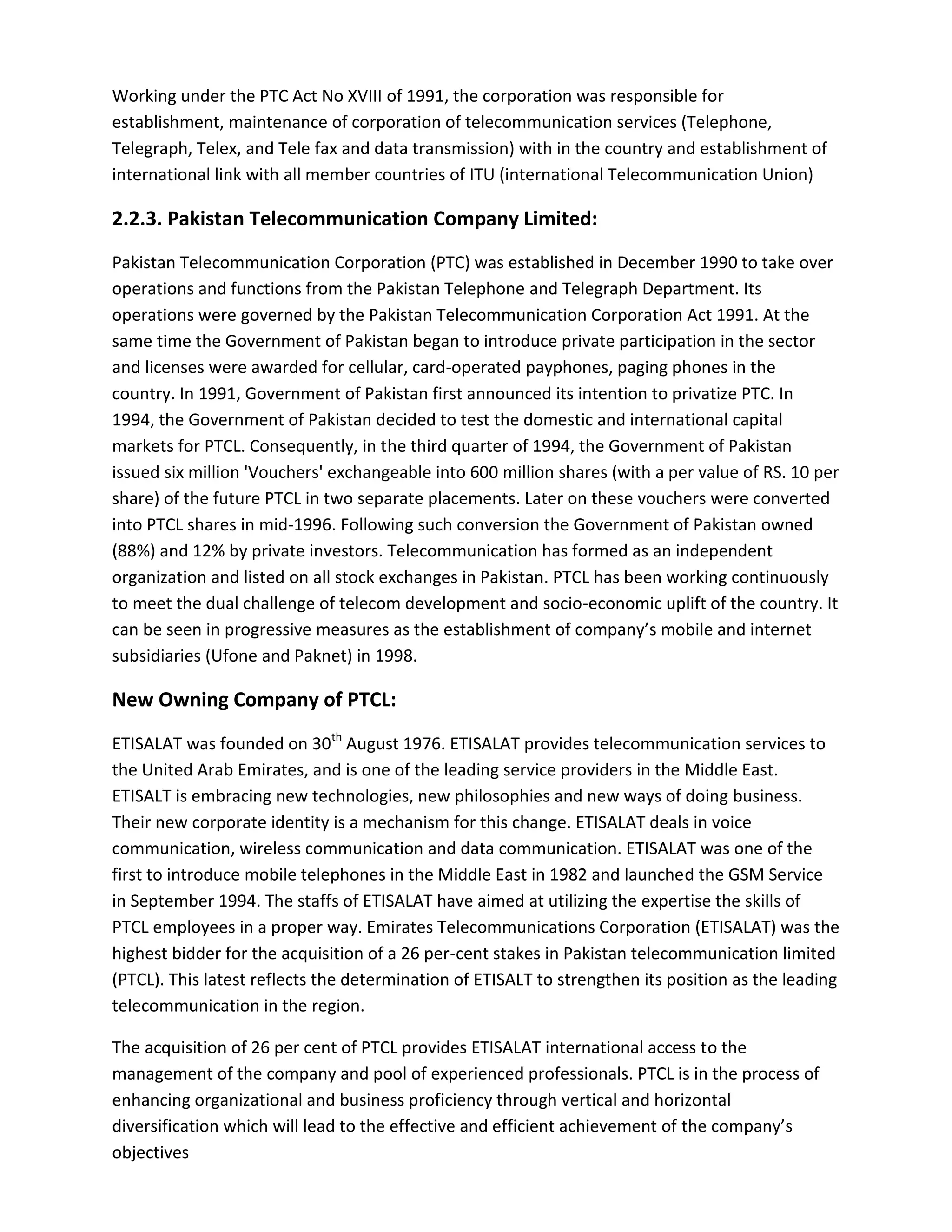 Pakistan telecommunication company limited assignment | DOCX