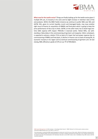 BMA Capital - Pakistan textiles cautious optimism on improving fundamentals | PDF