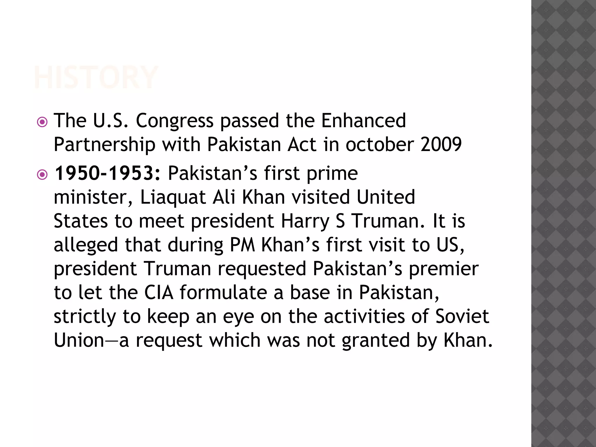 Pakistan us relationship | PPTX