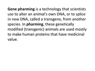 transgenic animals | PPTX | Reproductive Health | Diseases and Conditions