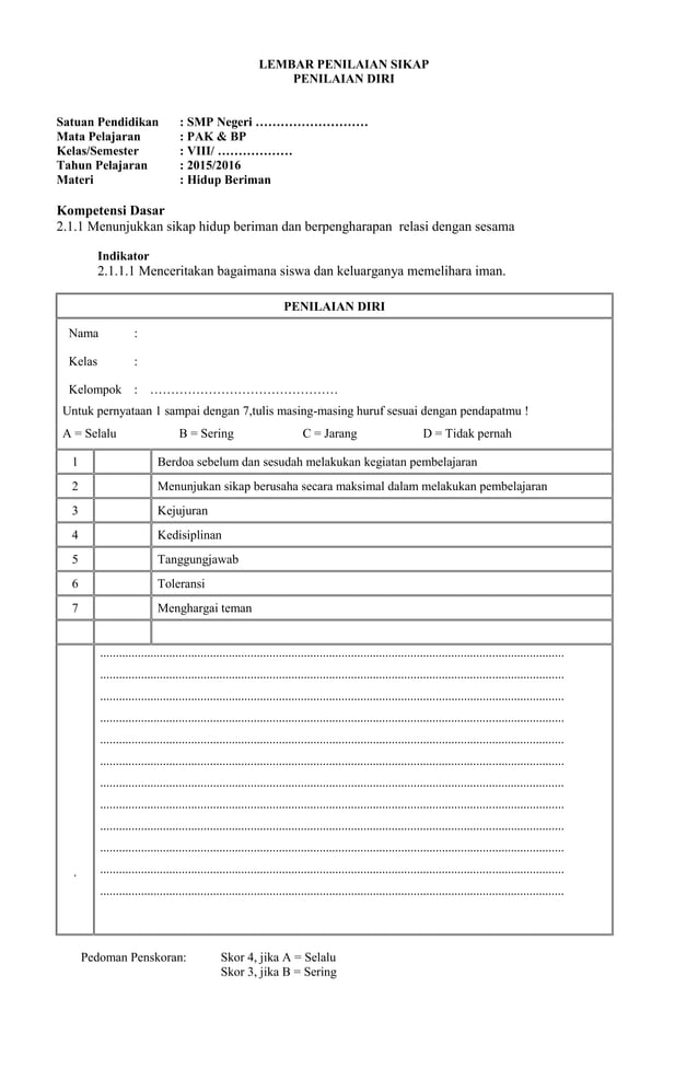 RPP Pendidikan Agama Kristen (PAK) SMP Kelas VIII | PDF