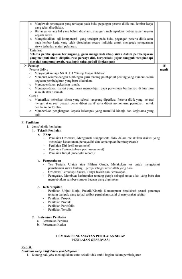 RPP Pendidikan Agama Kristen (PAK) SMP Kelas IX | PDF