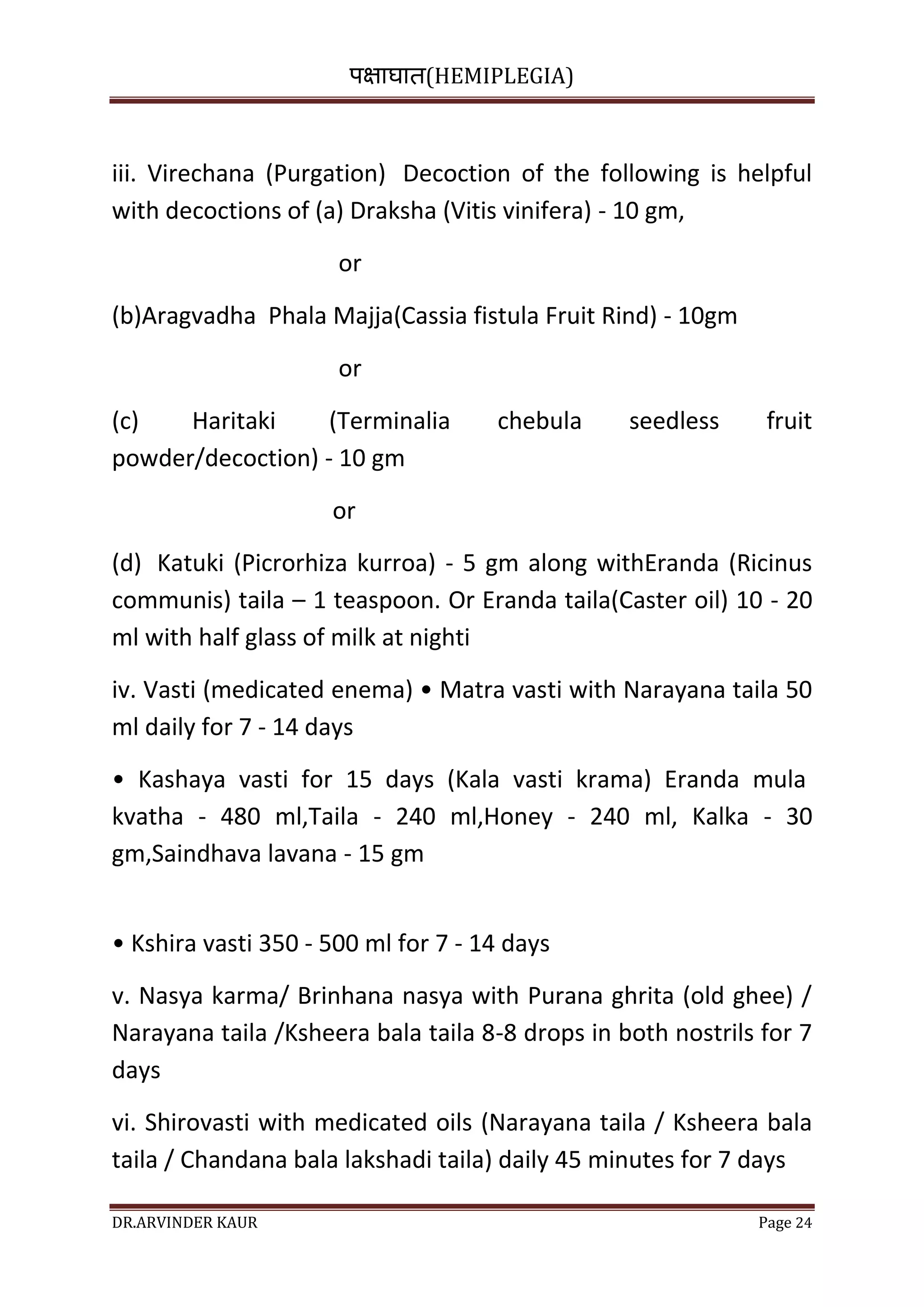 Pakshaghata hemiplegia ayurvedic and modern aspect | PDF