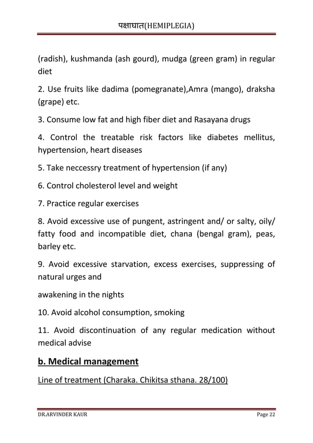 Pakshaghata hemiplegia ayurvedic and modern aspect | PDF