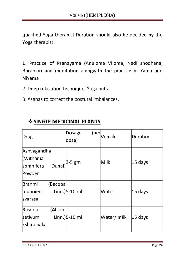 Pakshaghata hemiplegia ayurvedic and modern aspect | PDF
