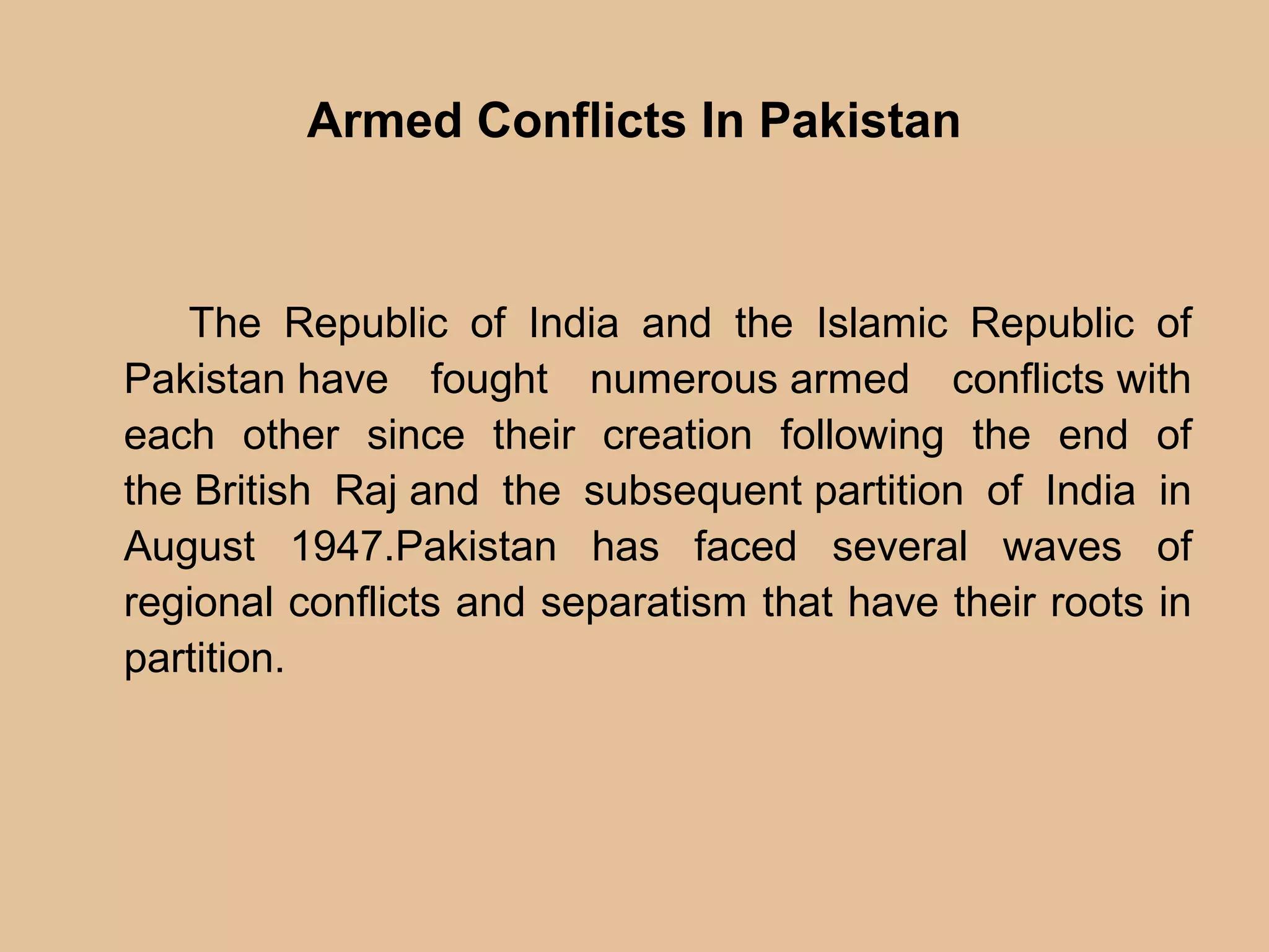 ARMED CONFLICTS IN PAKISTAN | PPT