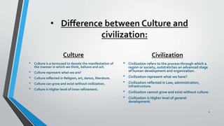 Difference Between Culture and Civilization | PPTX