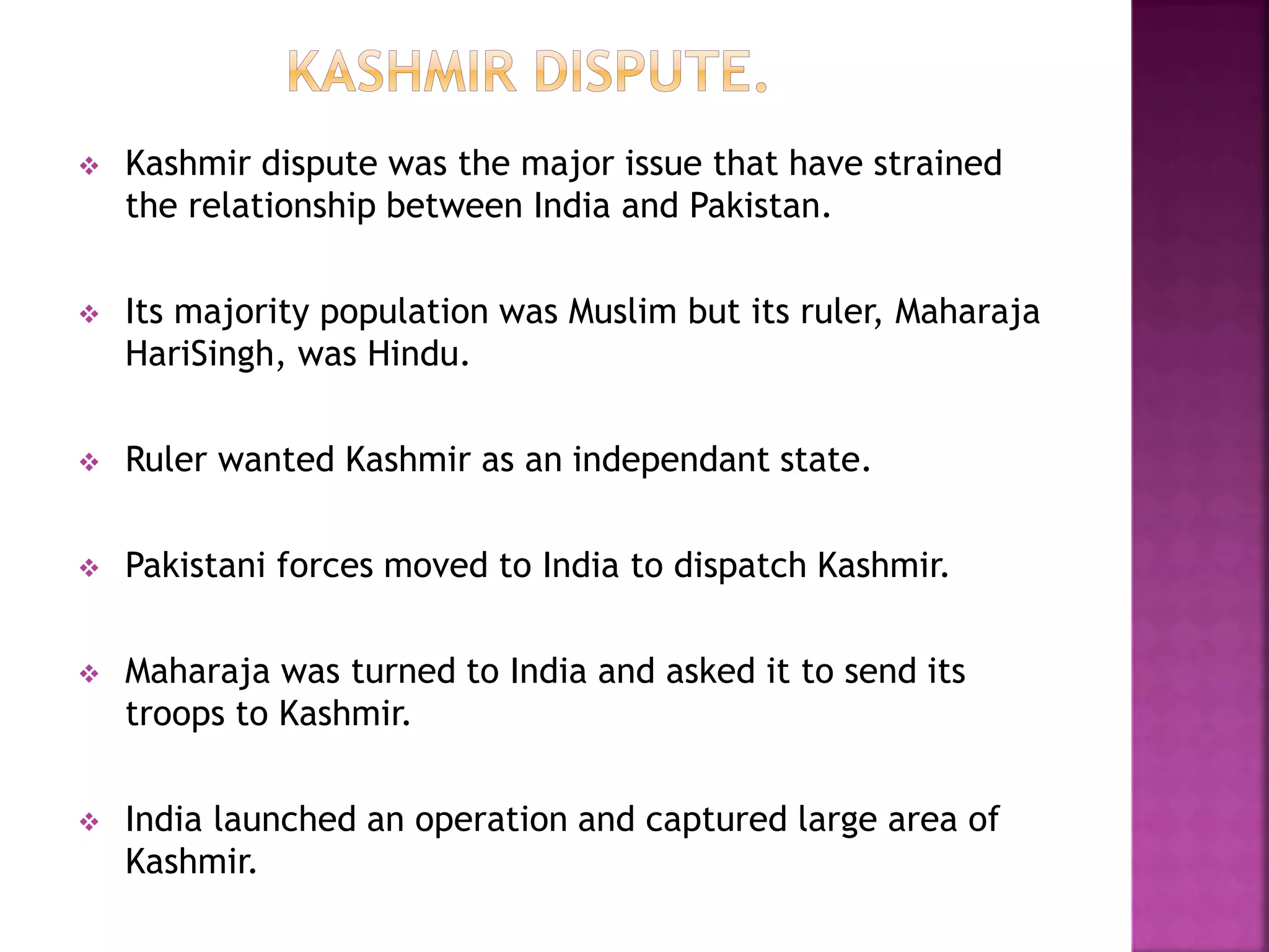 Relations between pakistan and india | PPTX