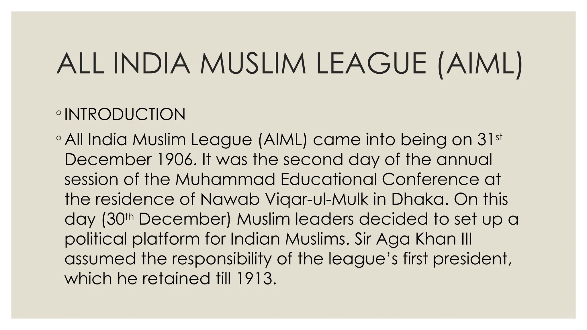 Pak studies Presentation ALL INDIA MUSLIM LEAGUE .pptx