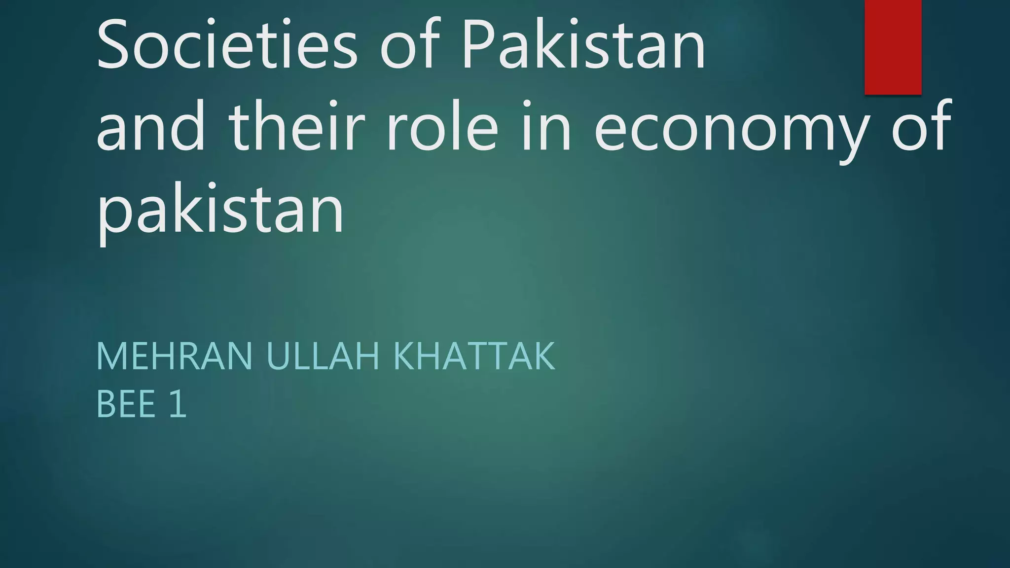 societies of pakistan and their role in economy of pakistan | PPTX