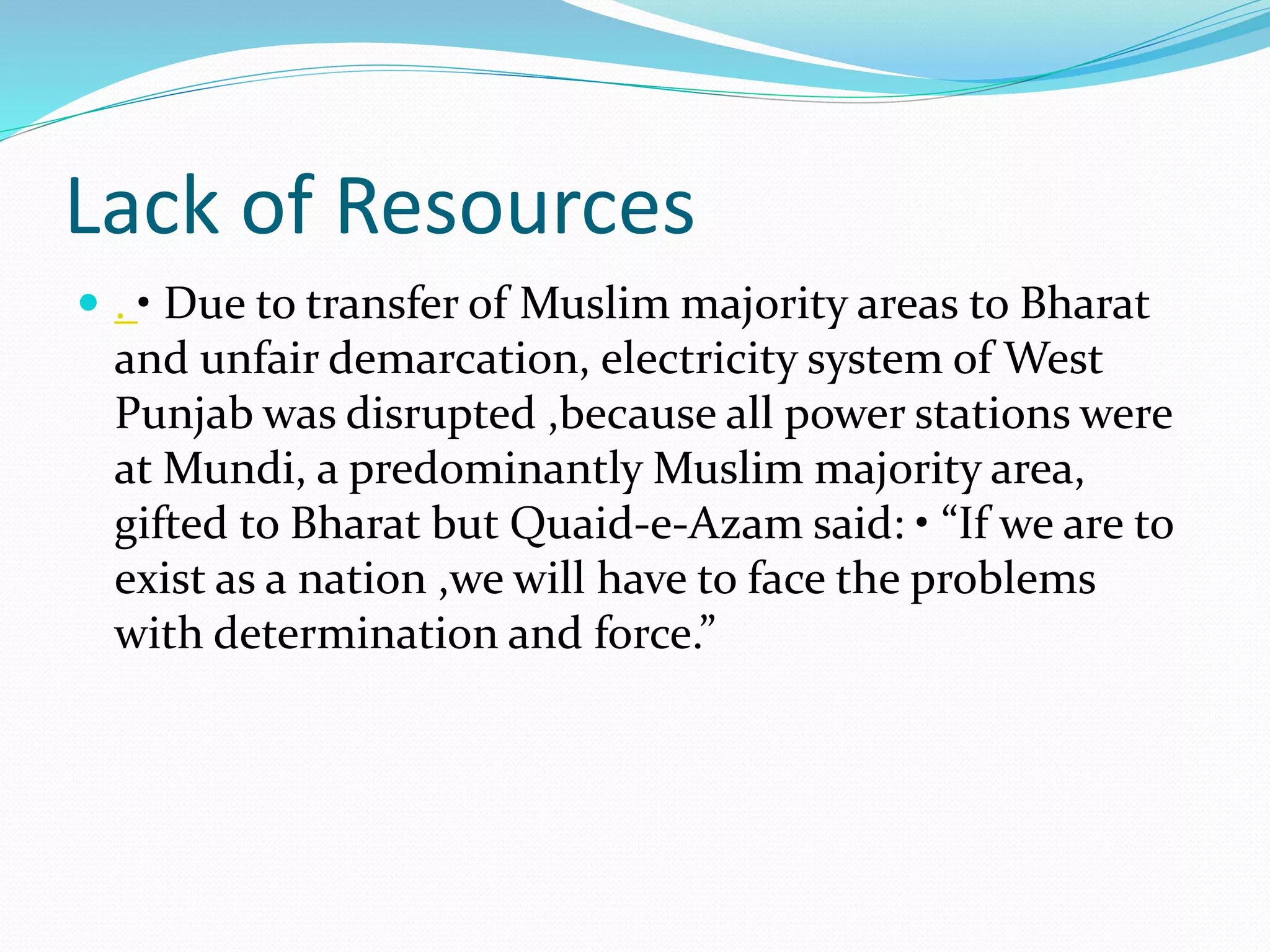 Initial Problems of Pakistan | PPTX