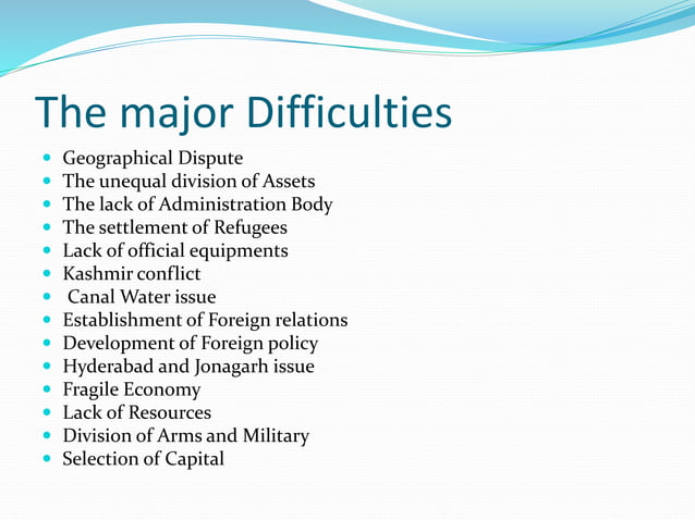 Initial Problems of Pakistan | PPTX