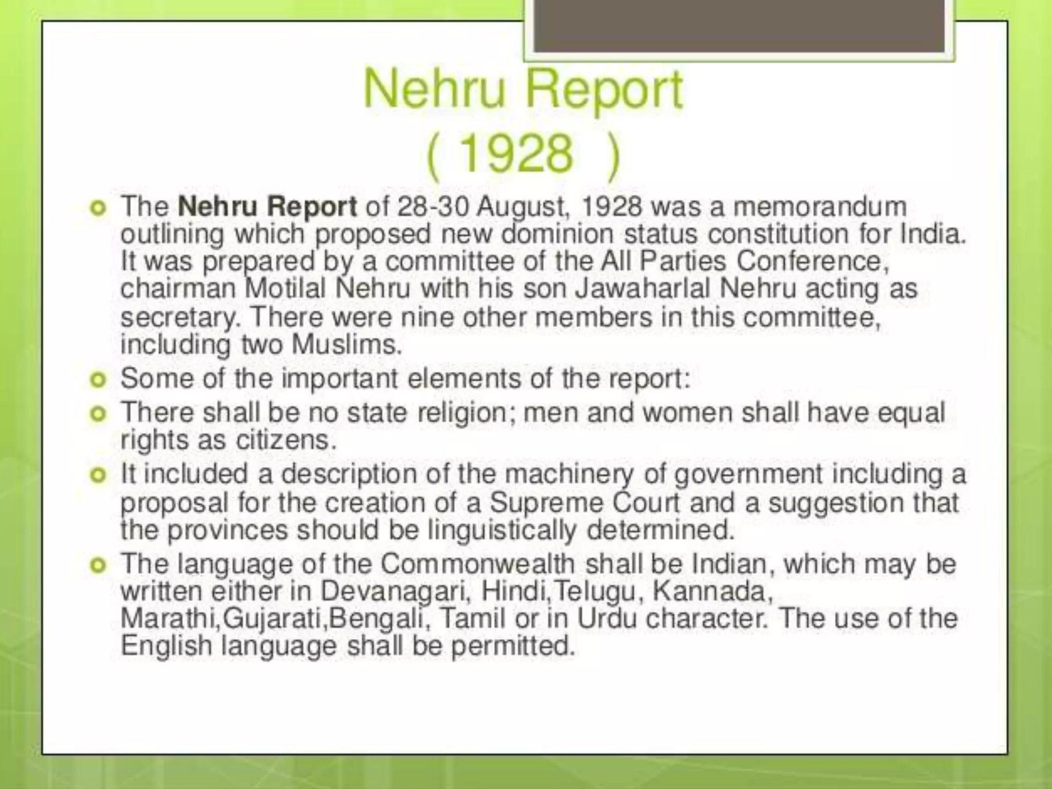 Nehru report | PPTX