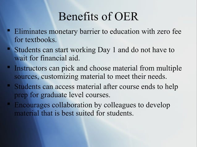 OER Benefits and Challenges | PPT