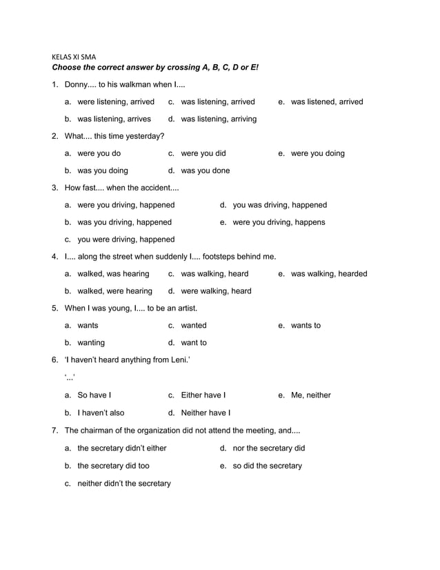 Contoh Soal Bhs.Inggris SMA | DOCX