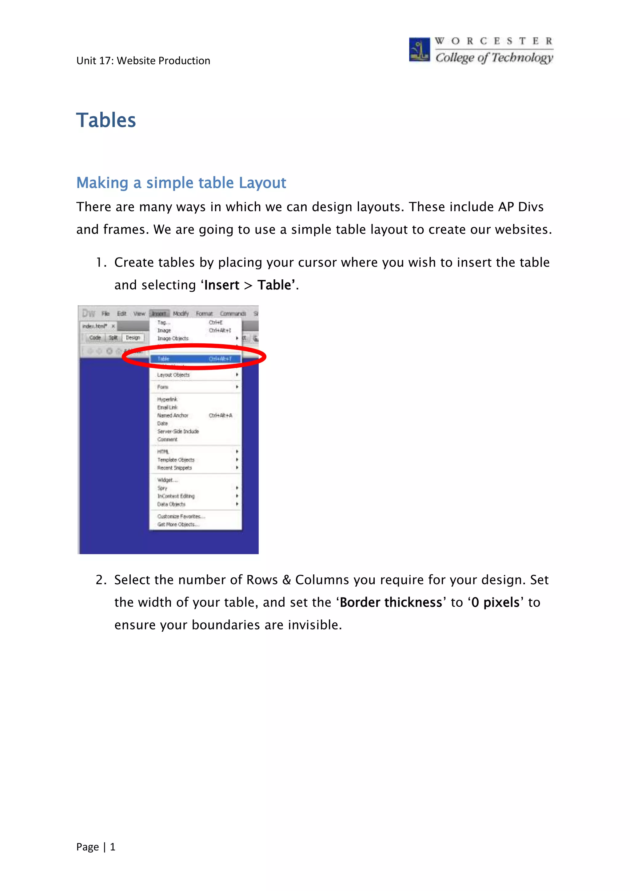 Tables | DOCX | Computing | Technology & Computing