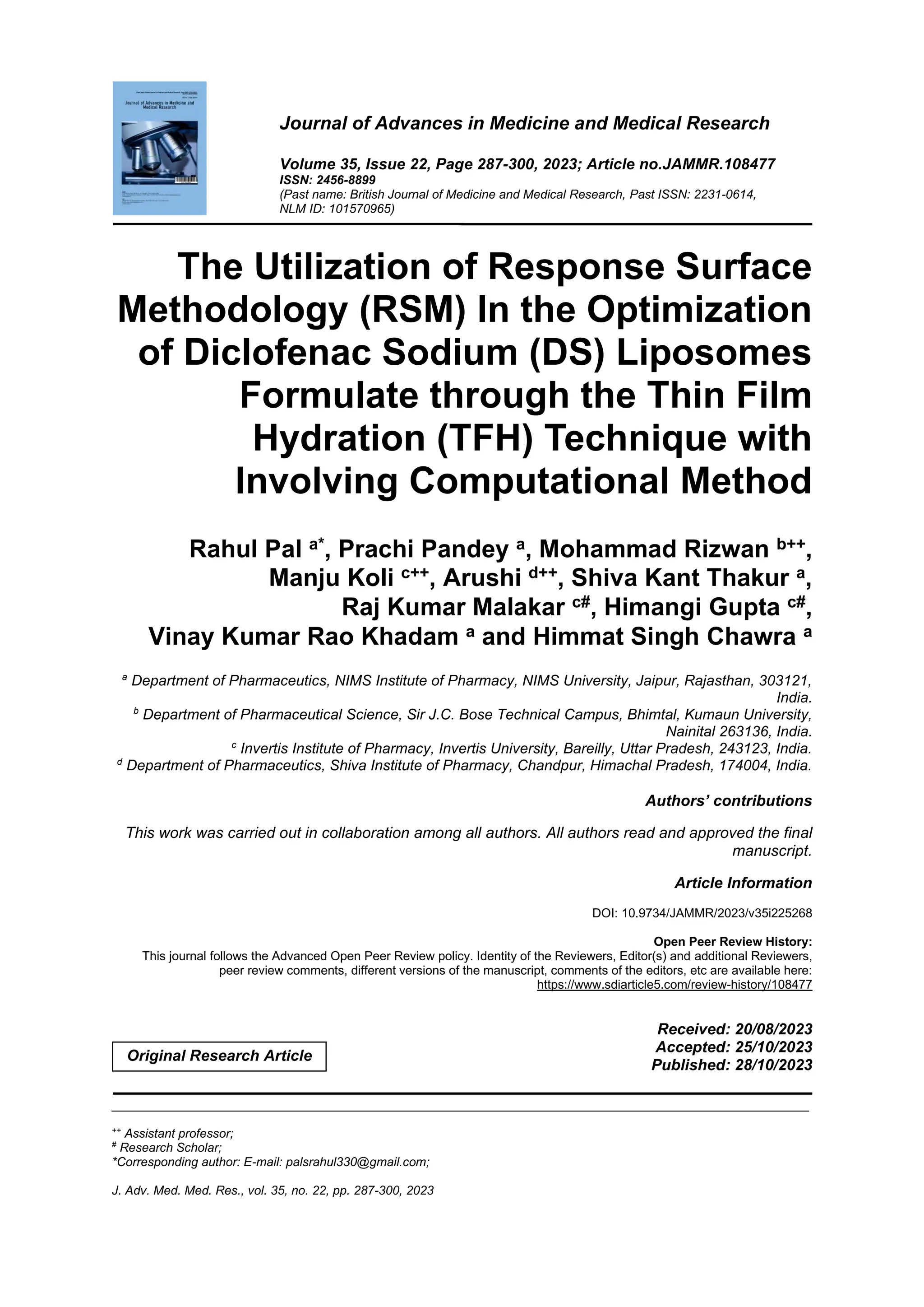 The Utilization of Response Surface Methodology (RSM) In the ...