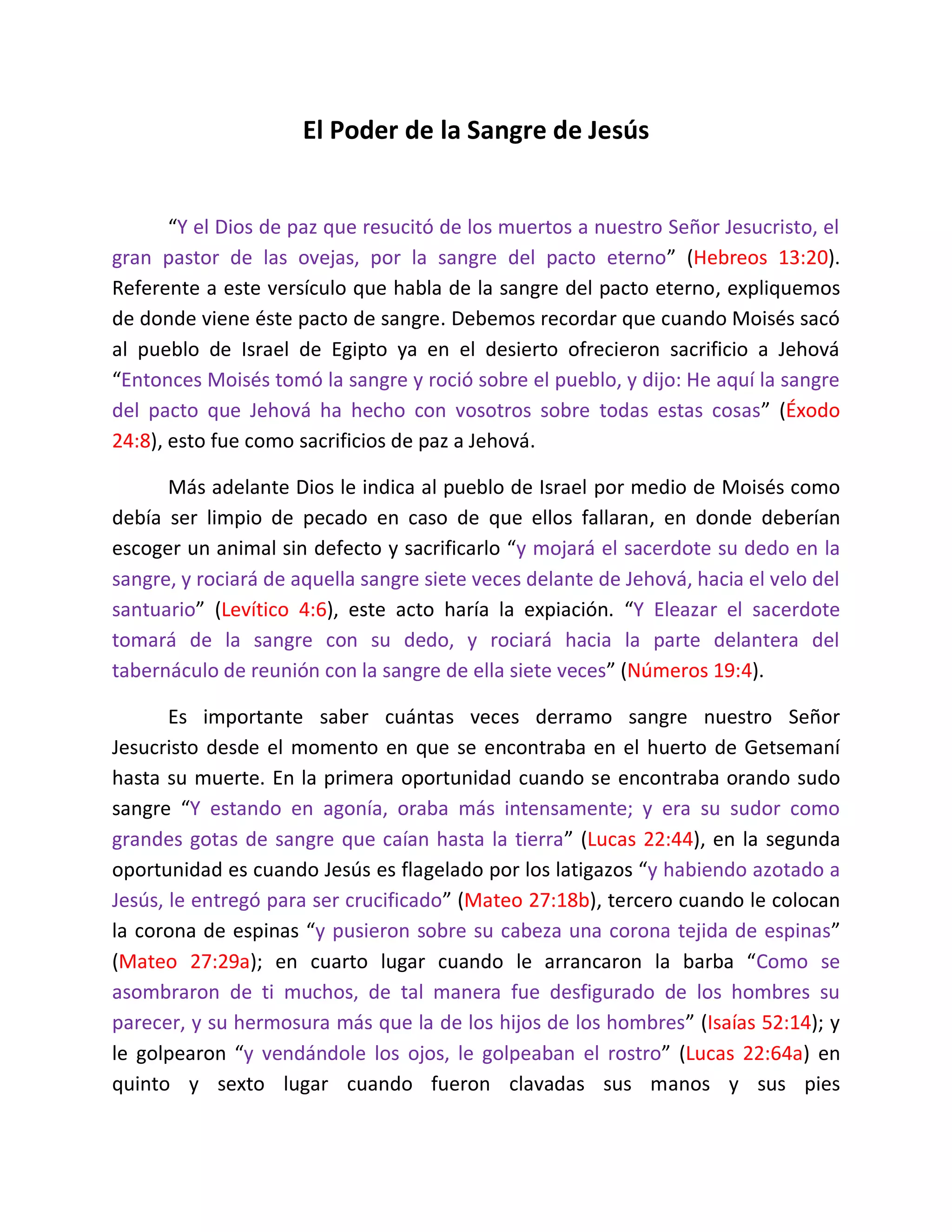 + Palabra rhema el poder de la sangre de jesús | PDF
