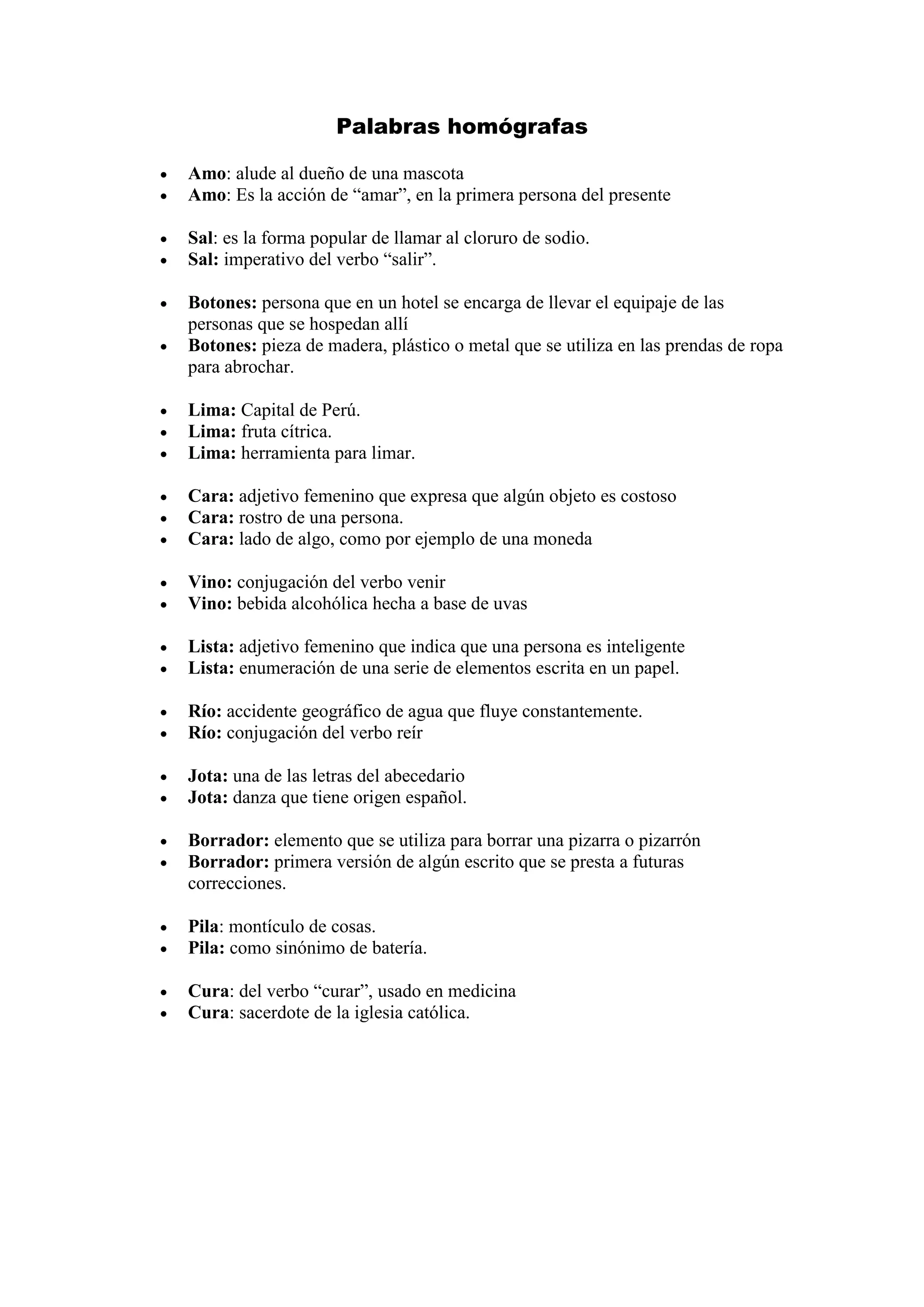 Palabras Homógrafas | PDF