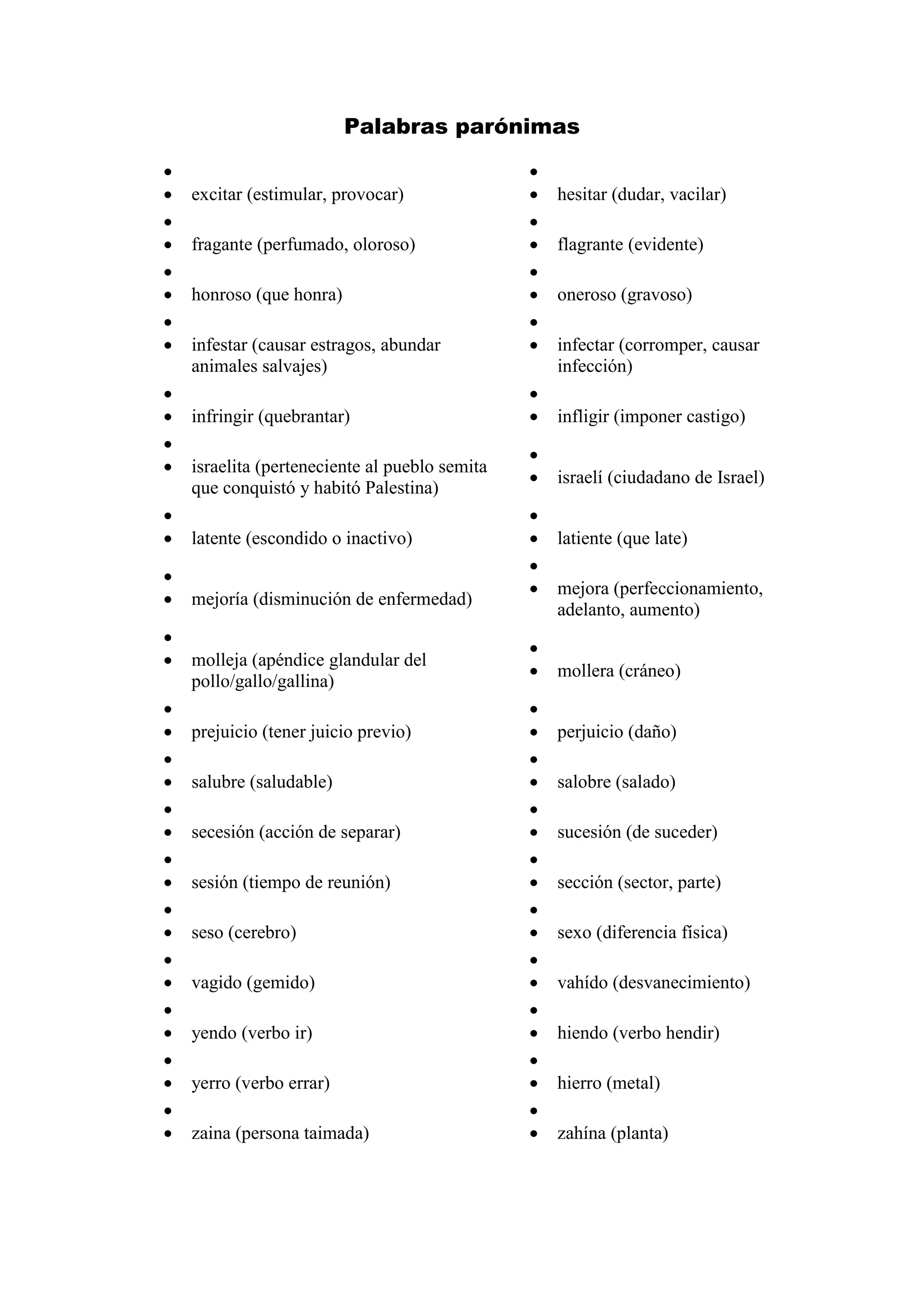 Palabras Homógrafas | PDF