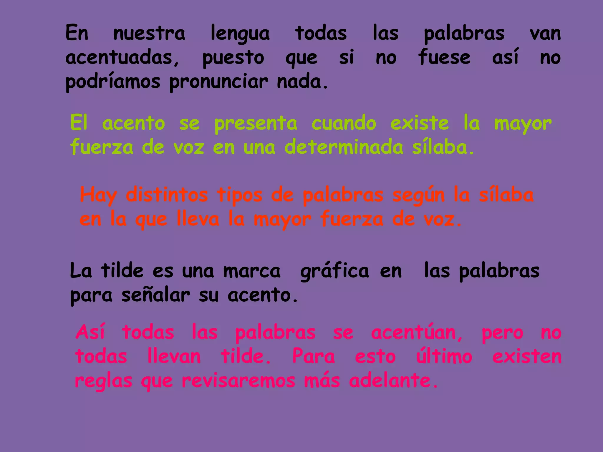 Palabras aguda, grave, esdrujula y sobreesdrujula | PPT