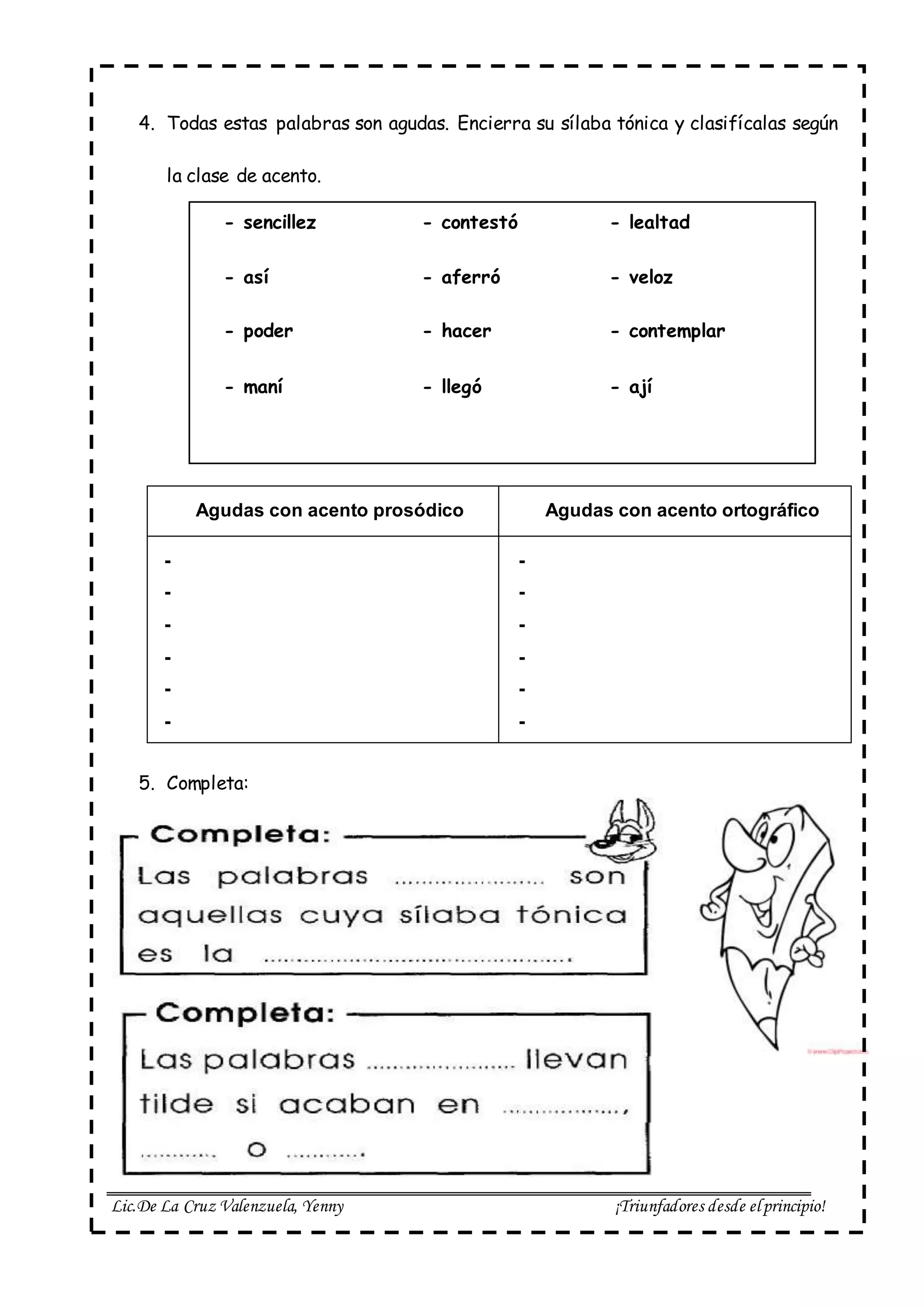 Palabras agudas | DOCX